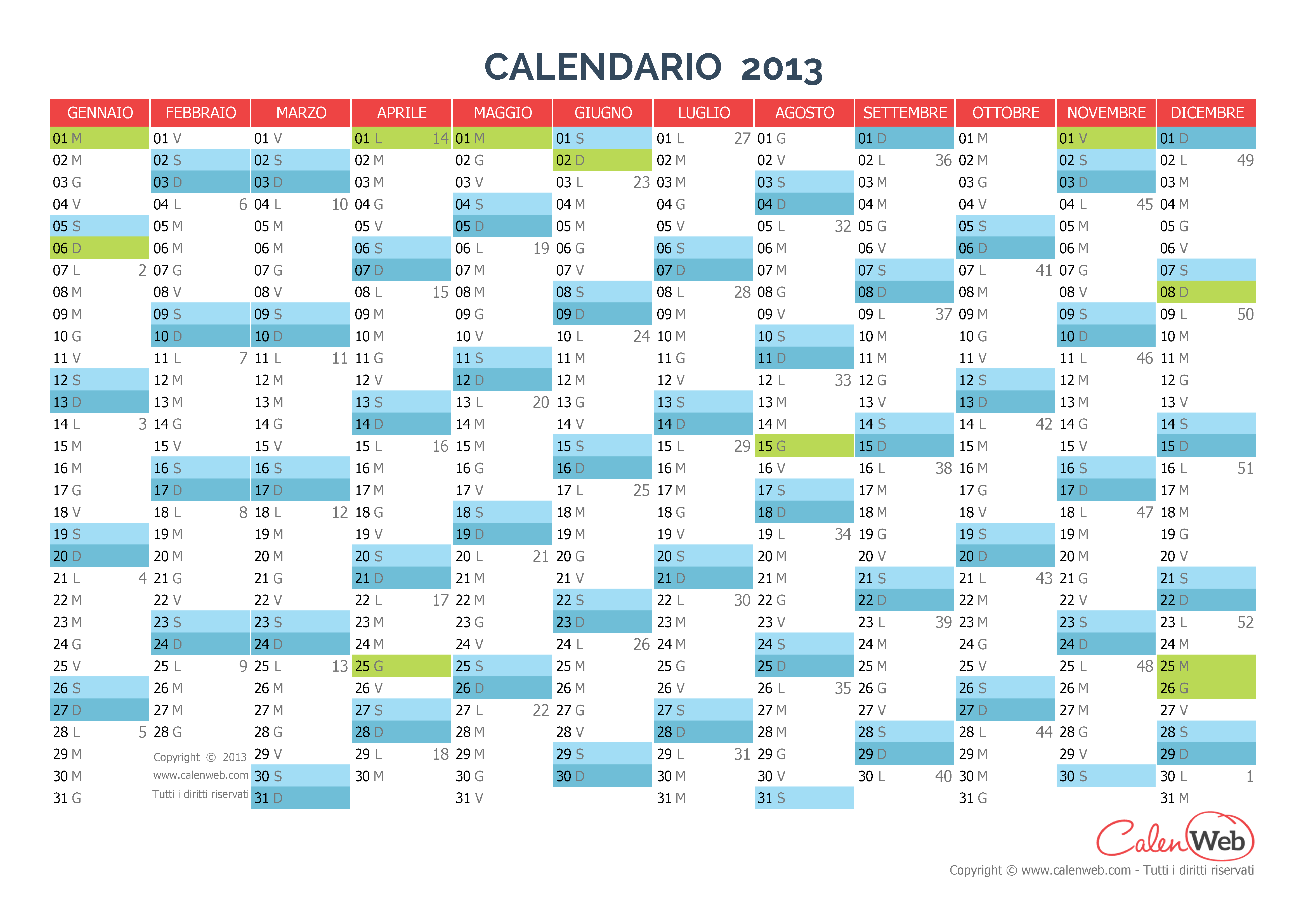 Calendriers annuels - Calenweb.com